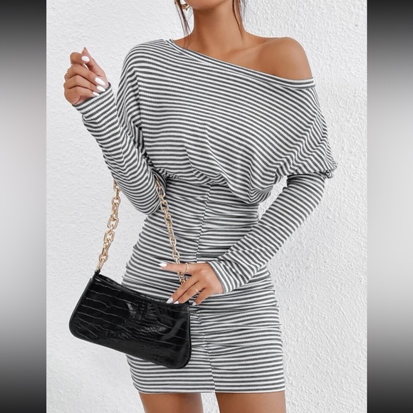 Dresses | Boho Striped Batwing Sleeve Bodycon Mini Dress | Poshmark